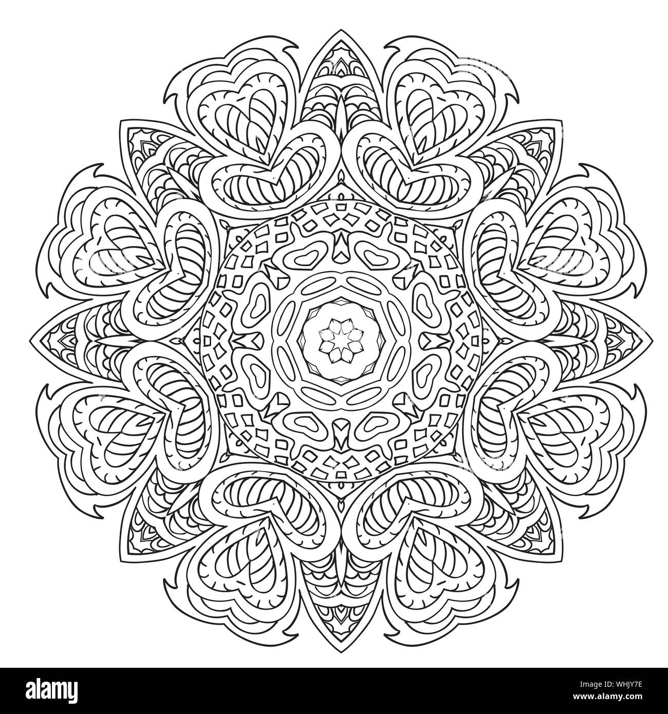 Mandala doodle drawing. Ethnic motives. Relaxing coloring Stock Vector ...
