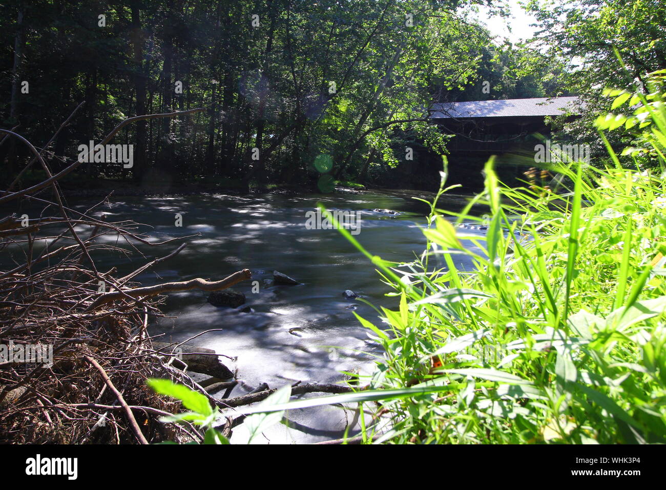 Mohican River and Covered Bridge, Mohican State Park, Ohio Stock Photo ...