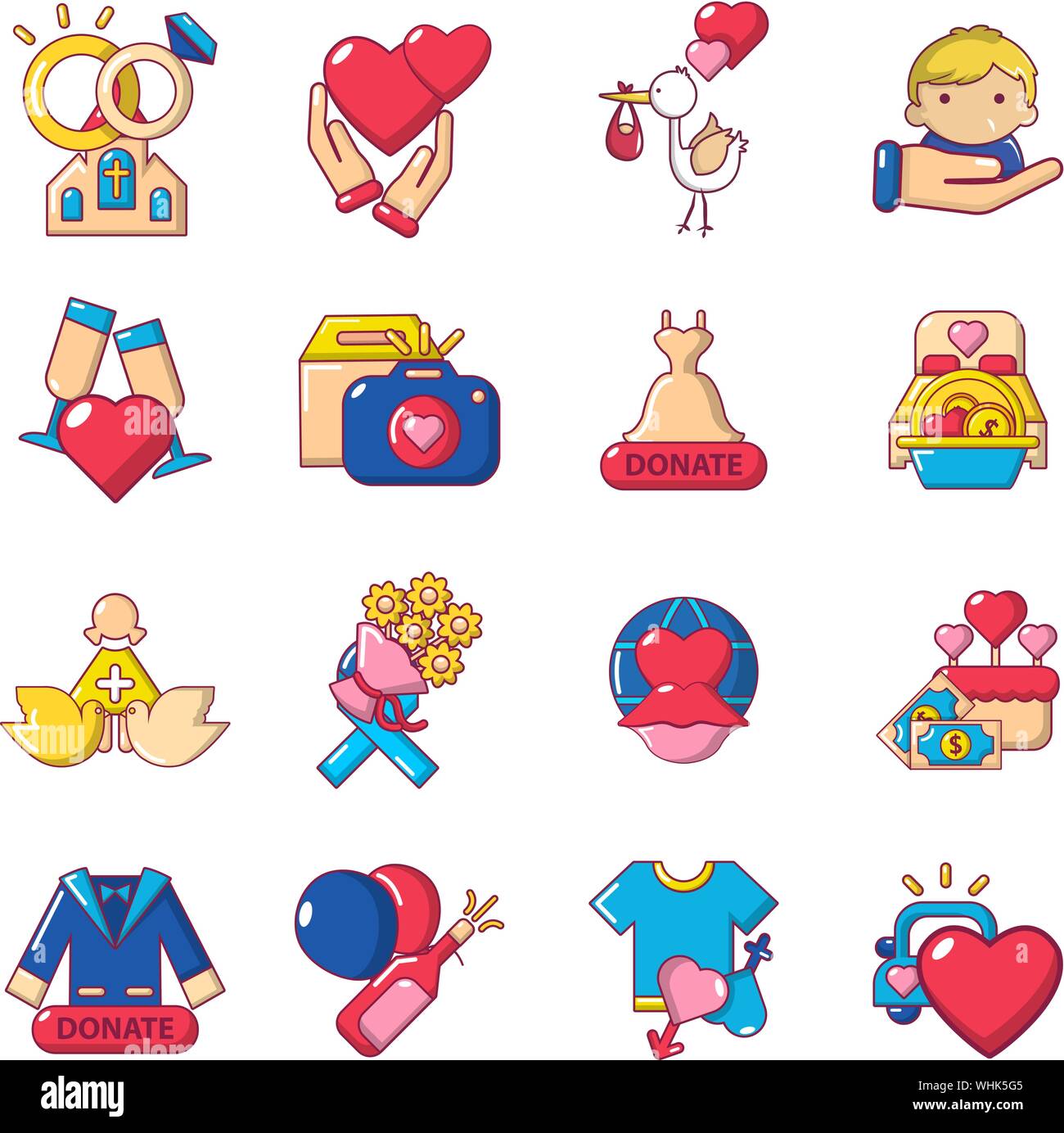 Love time icons set, cartoon style Stock Vector Image & Art - Alamy