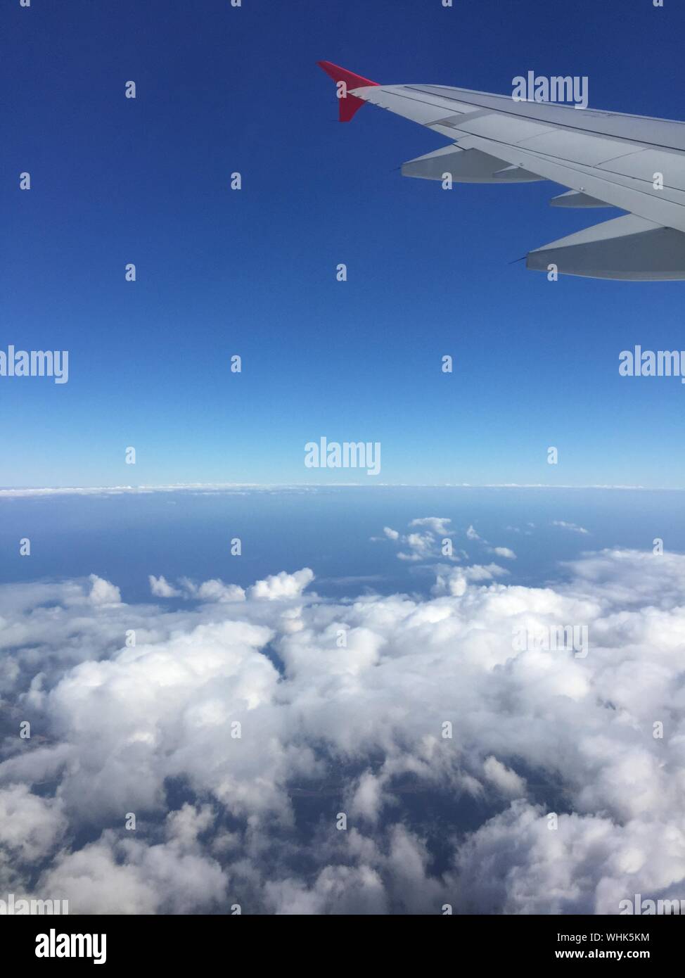 Airplane Wing Over Landscape Stock Photo - Alamy