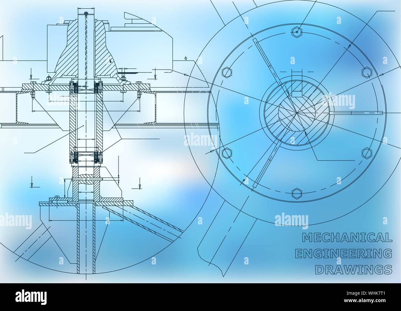 Mechanical engineering drawings. Vector blue background Stock Vector ...