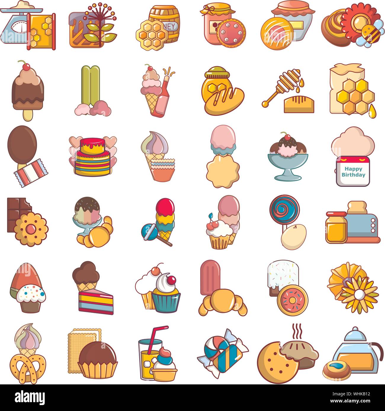 Sweet food icons set, cartoon style Stock Vector Image & Art - Alamy