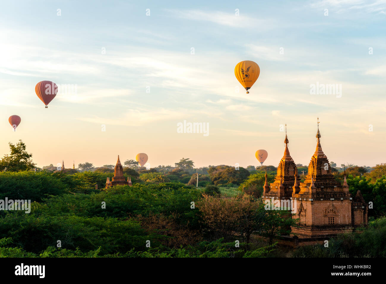 BAGAN, MYANMAR - 06 DECEMBER, 2018: Wide angle picture of scenic view ...