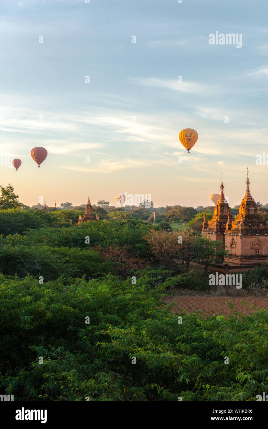 BAGAN, MYANMAR - 06 DECEMBER, 2018: Vertical picture of scenic view of ...
