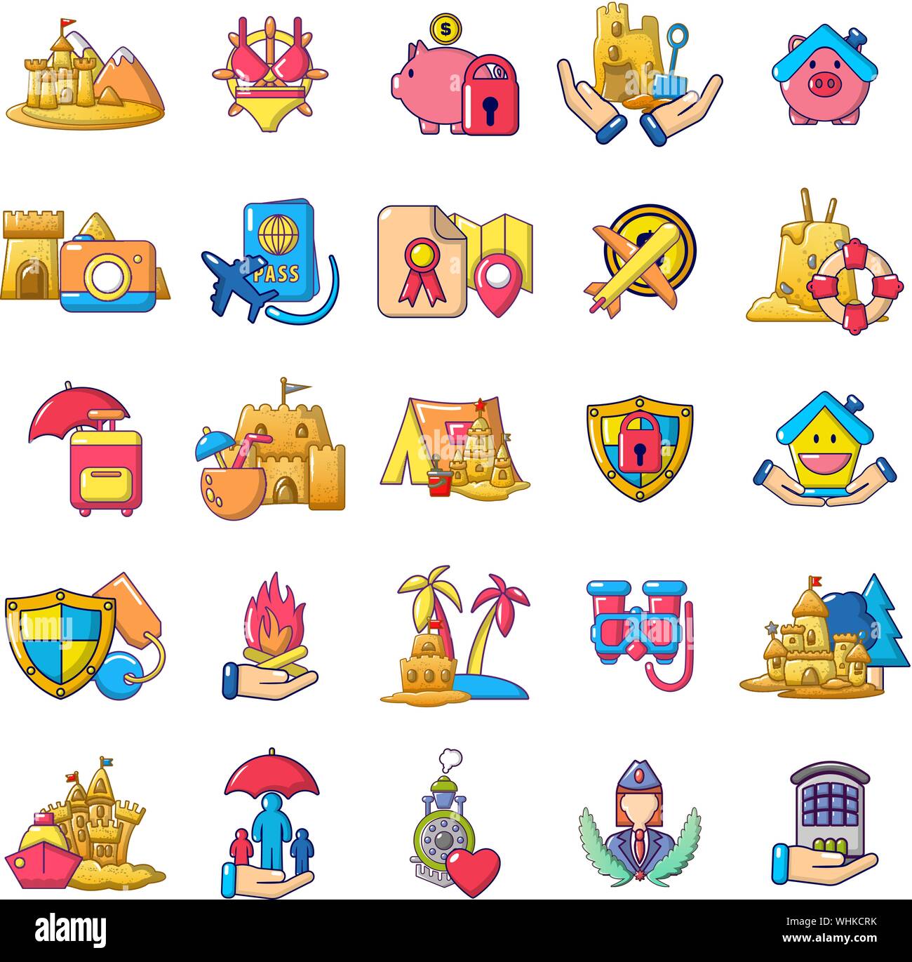 Beach trip icons set, cartoon style Stock Vector Image & Art - Alamy