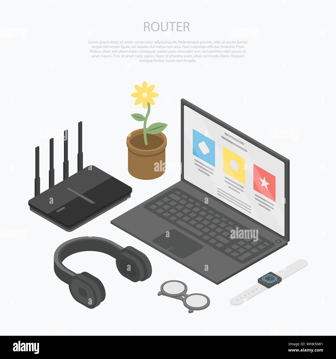 Modern router concept banner, isometric style Stock Vector Image & Art ...