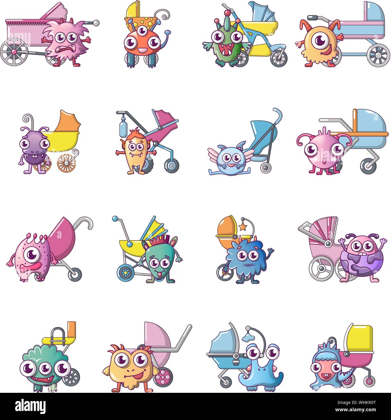 Cute monster icons set, cartoon style Stock Vector Image & Art - Alamy