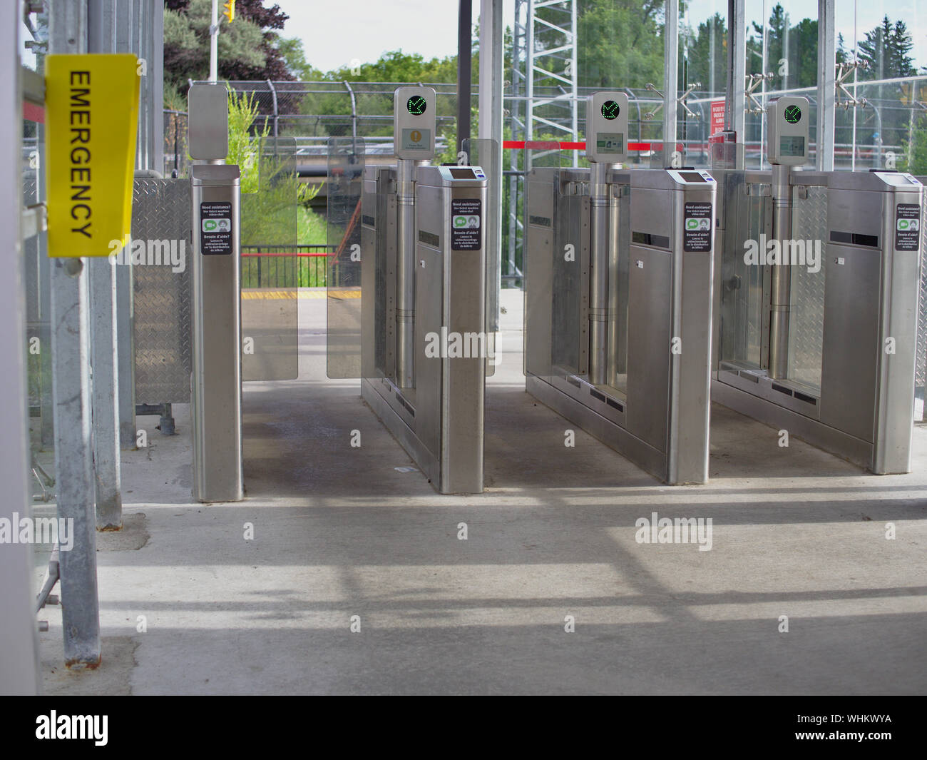 Turnstiles at the Carling O-Train (light rapid transit system) Trillium ...