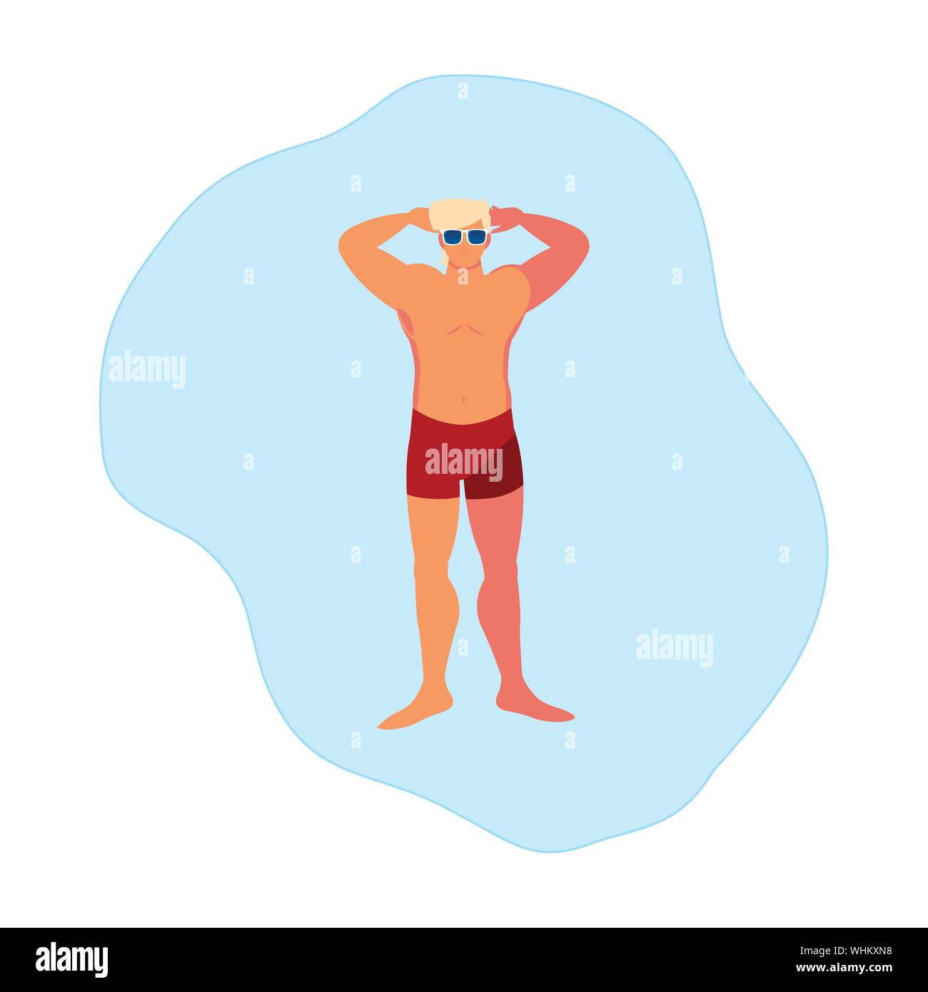 young man with swimsuit floating in water vector illustration design ...