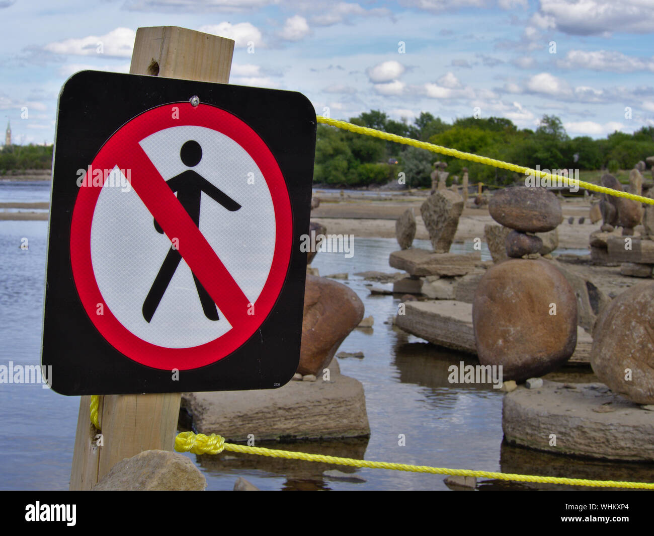 Close up of the "keep out" sign guarding John Felice Ceprano's balanced ...