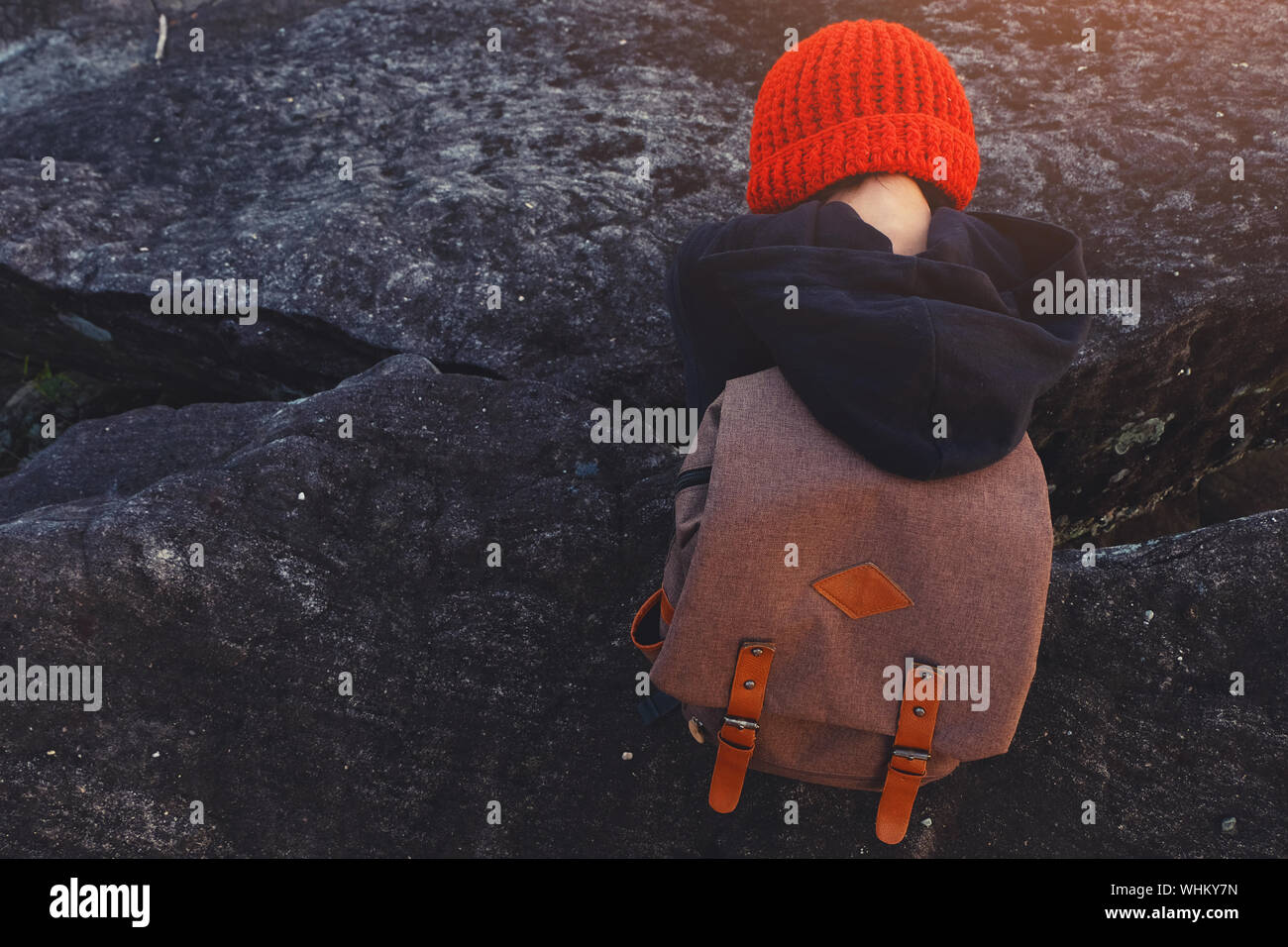 Child backpack rear view hi-res stock photography and images - Alamy