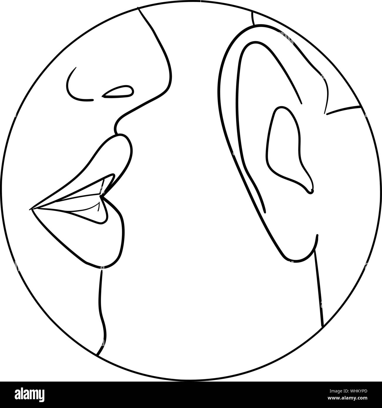 Woman talking and another man listening. Outline vector illustration ...