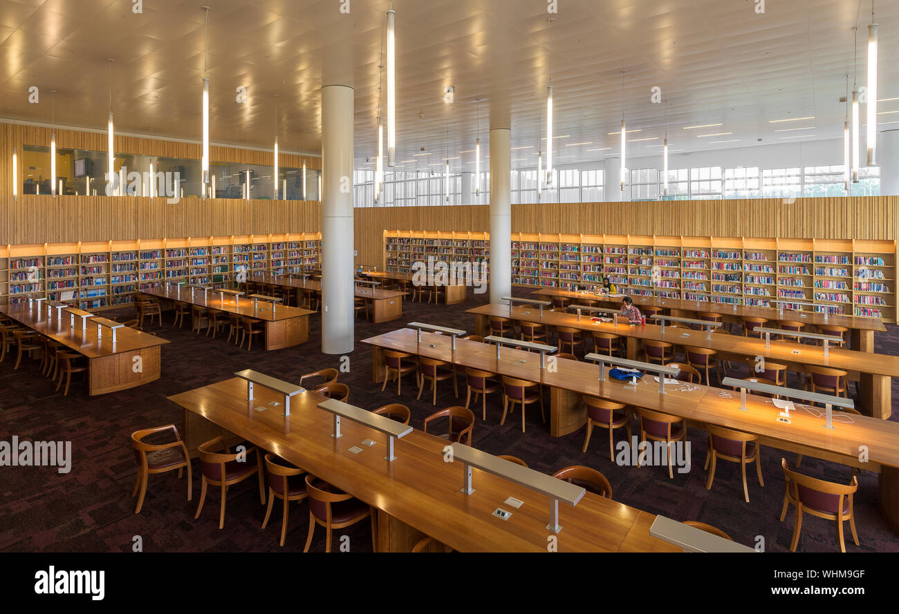 Interior of the modern James B. Hunt Jr. Library on the campus of North ...