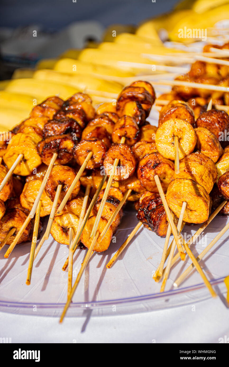 Fried Plantain on a stick Stock Photo - Alamy