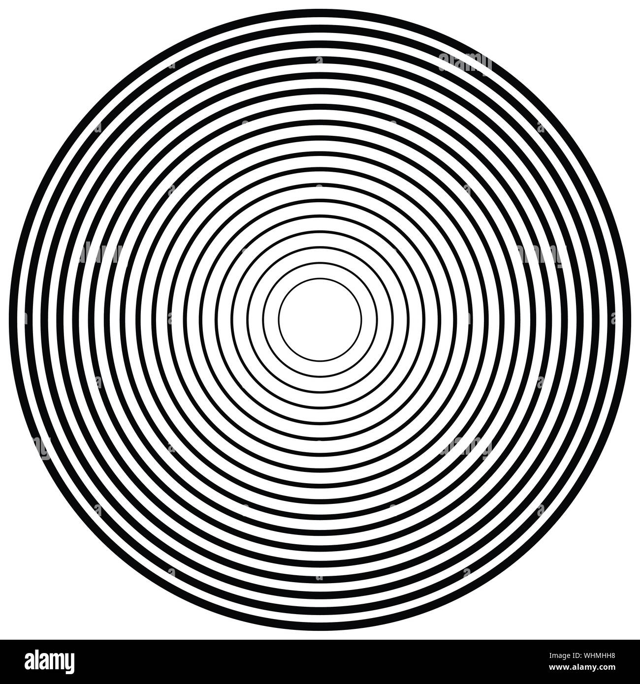 Concentric, radial circles pattern. Radiating, circular spiral, vortex ...