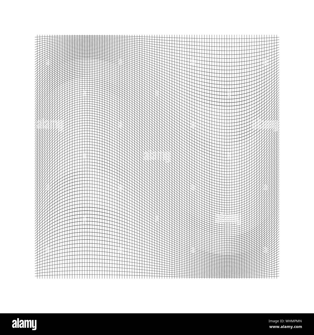 Wavy, waving grid, mesh of thin lines. Squeeze, stretch distort effect ...