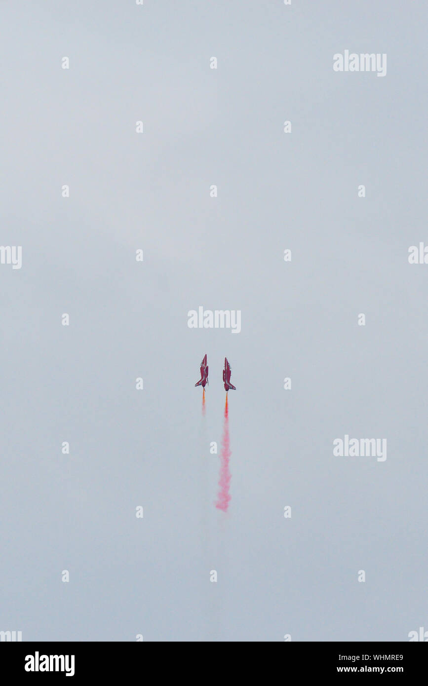 Hawk T1 jet operated by the British Royal Air Force's (RAF) Red Arrows ...