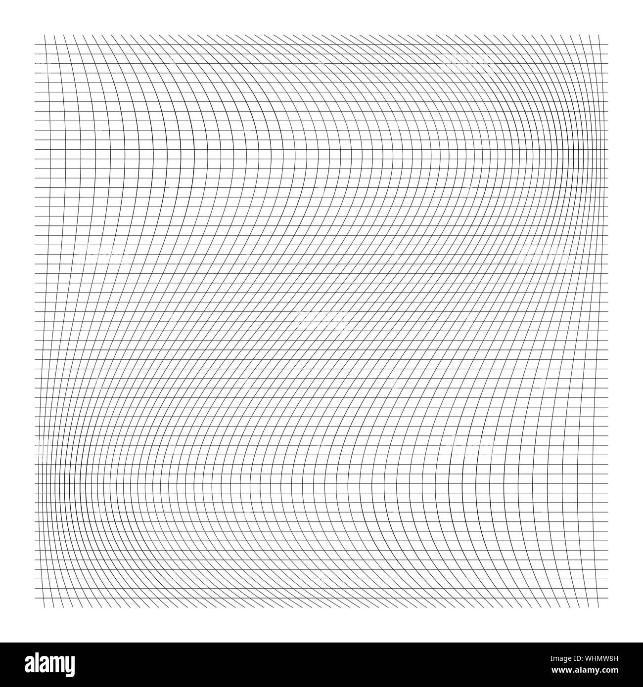 Wavy, waving grid, mesh of thin lines. Squeeze, stretch distort effect ...