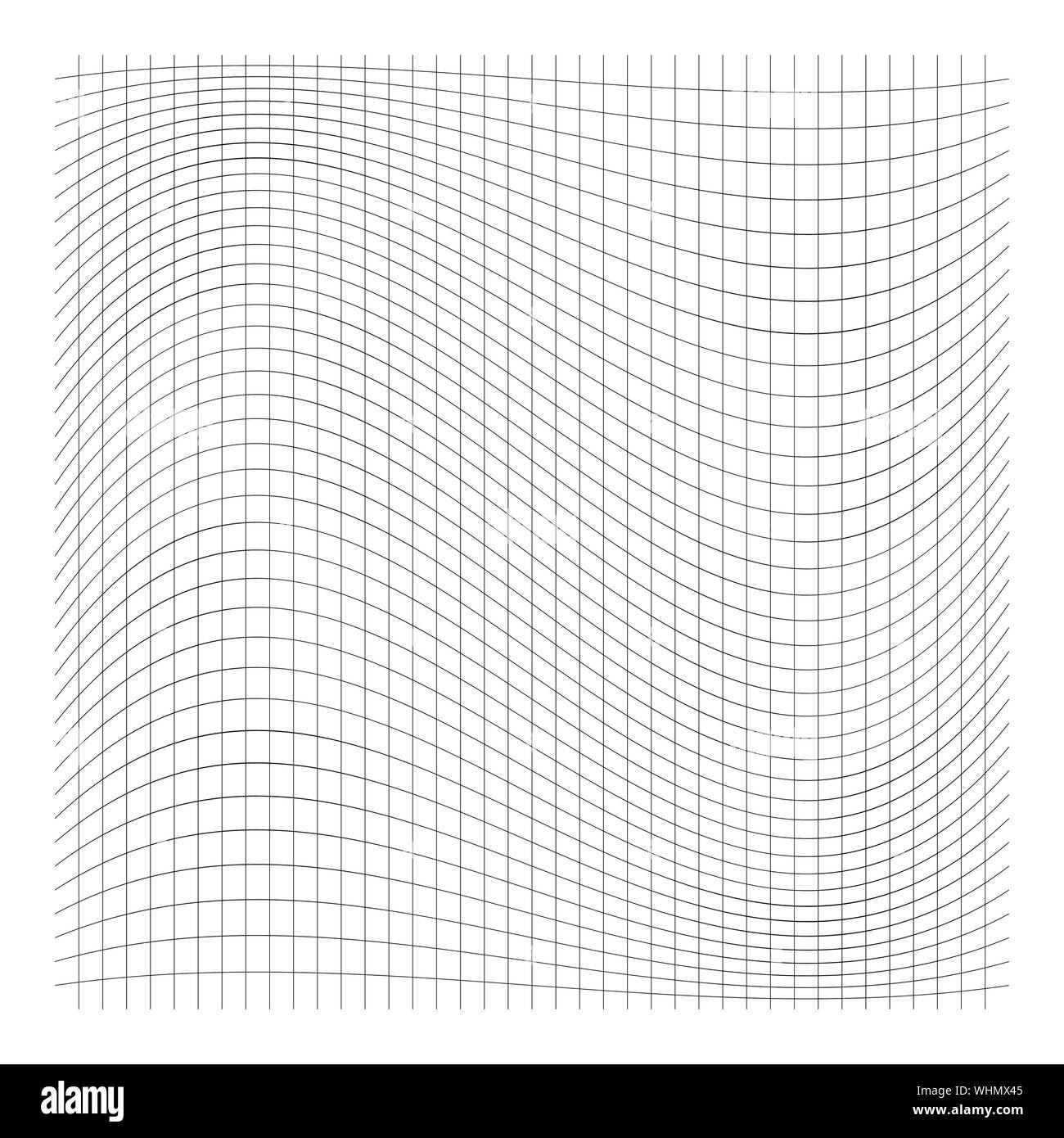Wavy, waving grid, mesh of thin lines. Squeeze, stretch distort effect ...