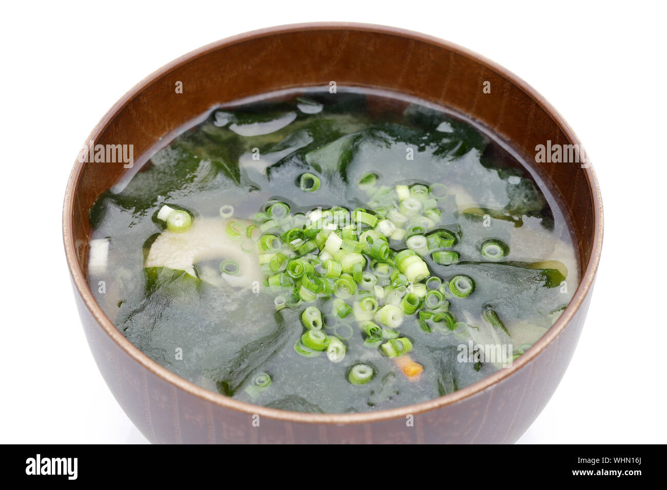 Japanese food, Miso soup of tofu and seaweed wakame on a bowl Stock Photo - Alamy