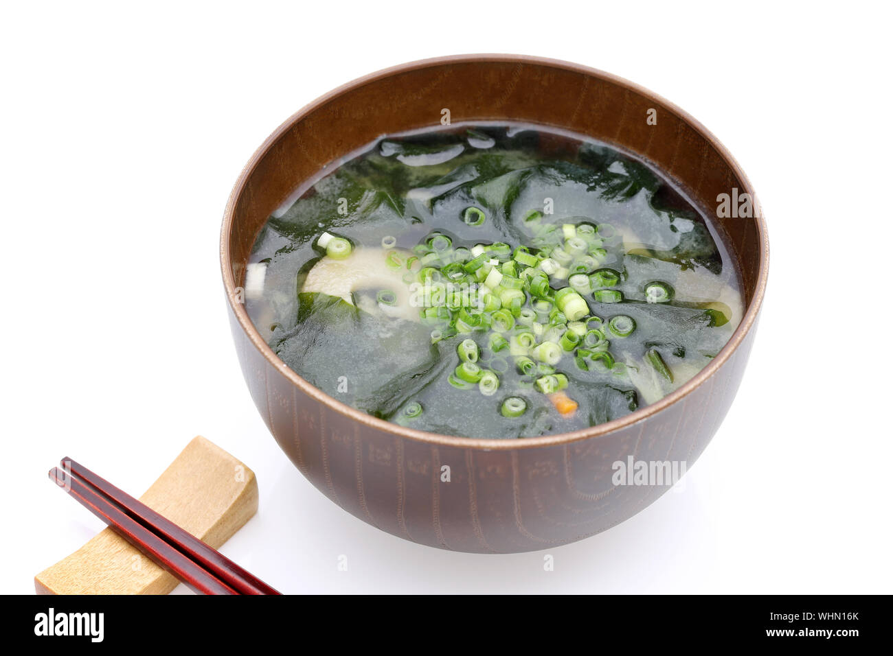 Japanese food, Miso soup of tofu and seaweed wakame on a bowl Stock Photo - Alamy