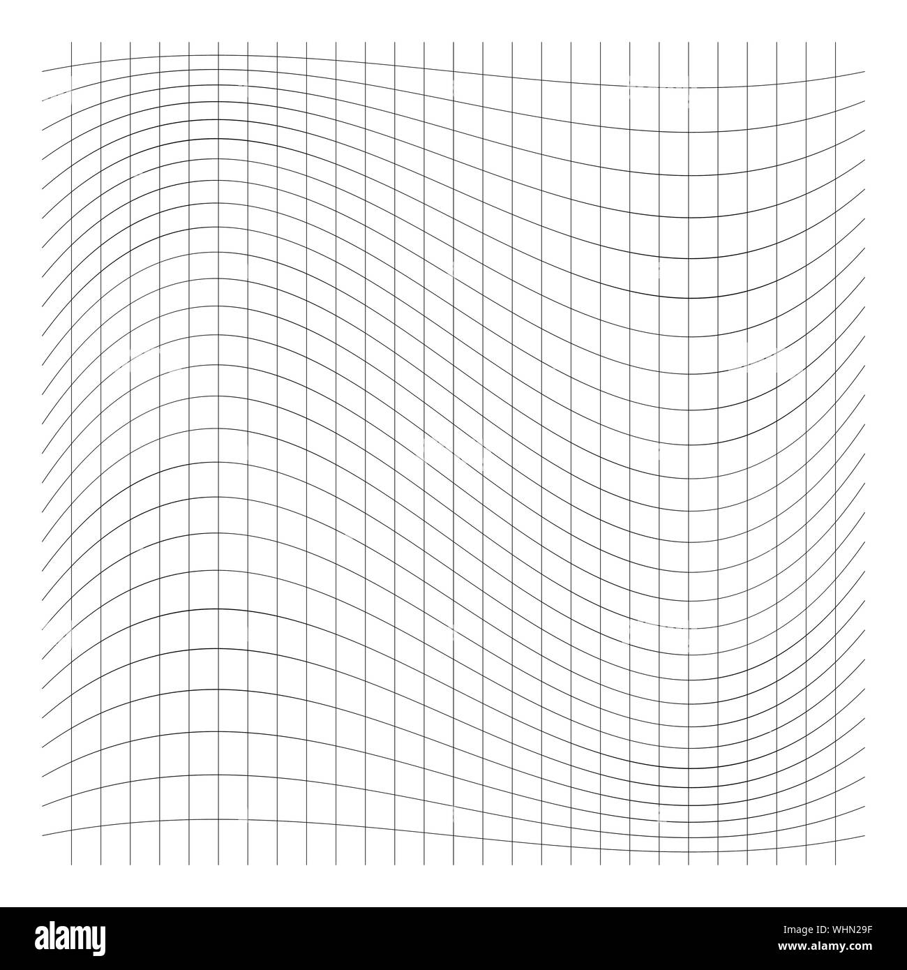 Wavy, waving grid, mesh of thin lines. Squeeze, stretch distort effect ...