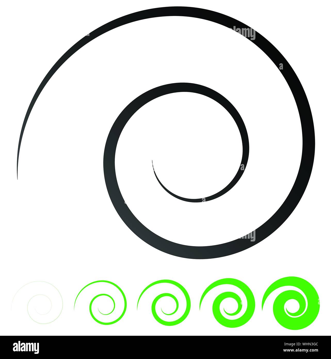 Abstract spiral, twist. Radial swirl, twirl curvy, wavy lines element ...