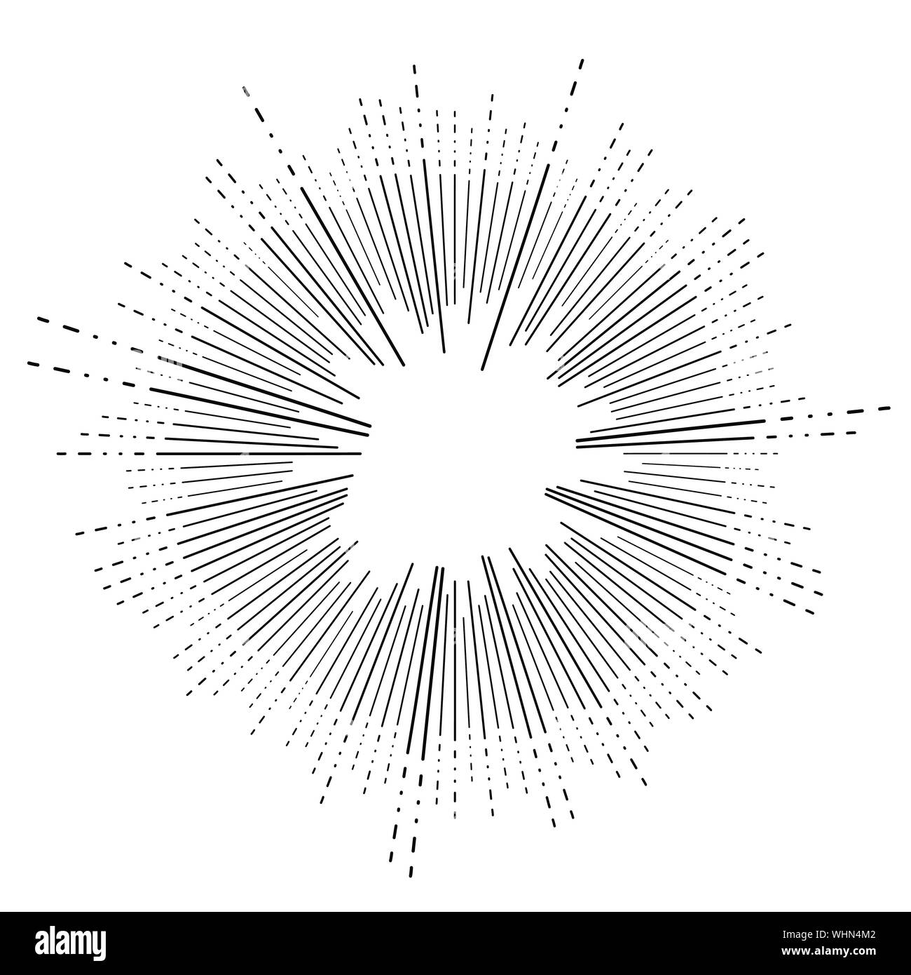 Radial, radiating beams, rays starburst, sunburst lines. Circular burst ...