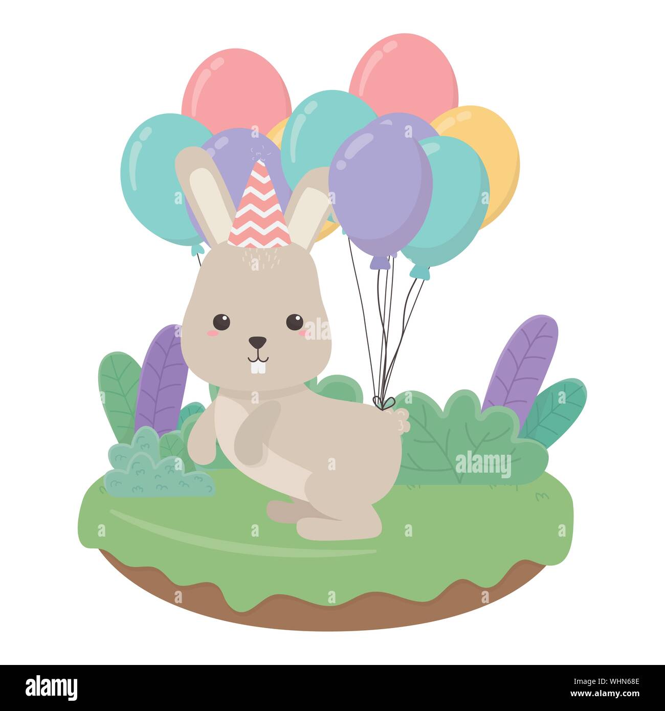 Rabbit cartoon design, Animal happy birthday celebration decoration and ...
