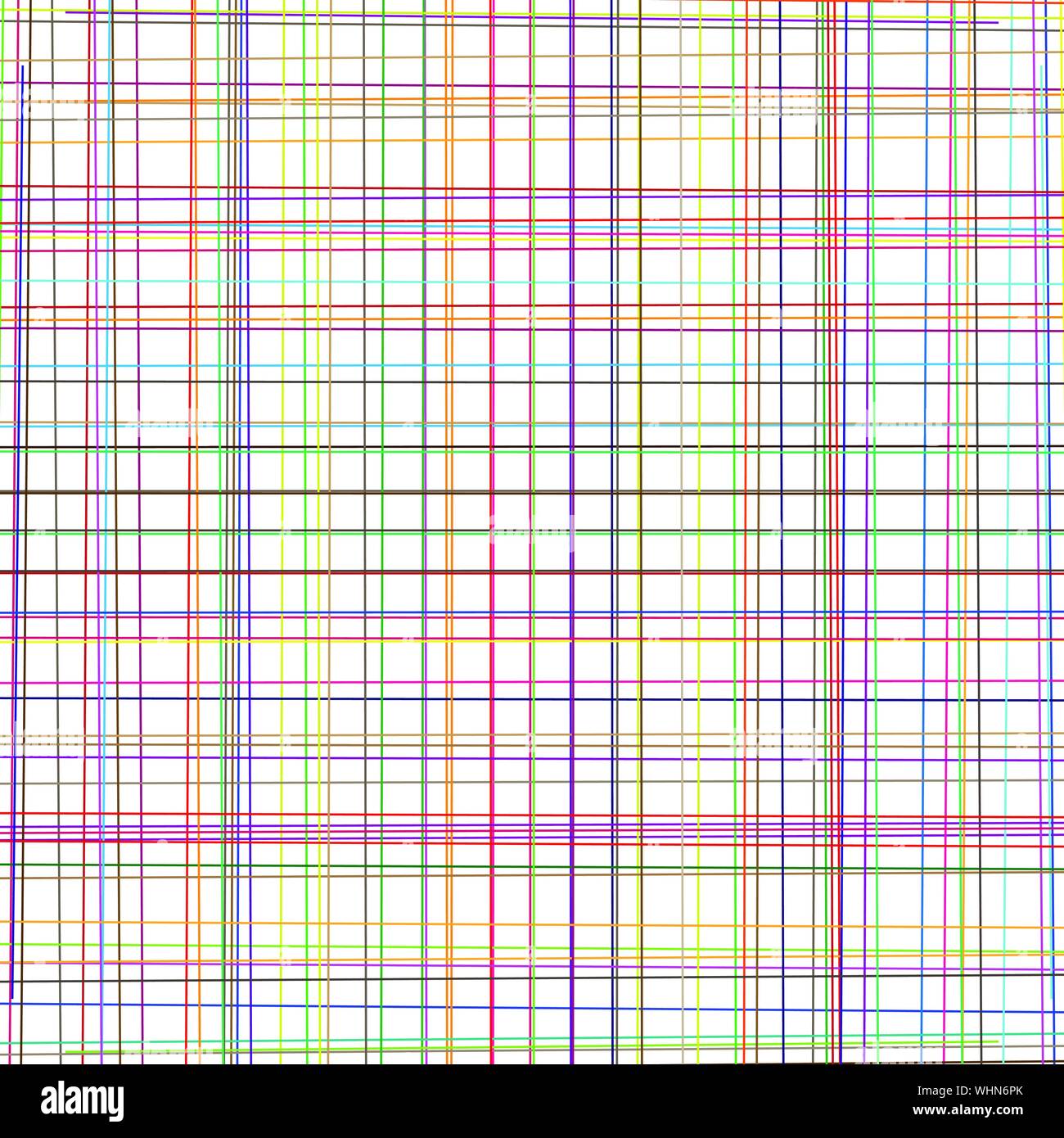 Random grid, mesh of colorful lines. Asymmetric pattern of intersecting ...