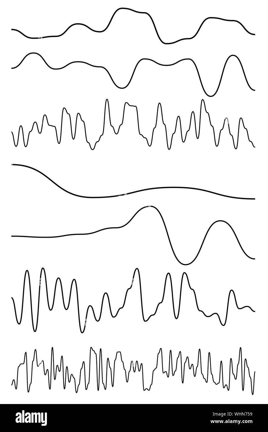 Wavy, billow (zigzag) line element set. Lines with waving effect Stock ...
