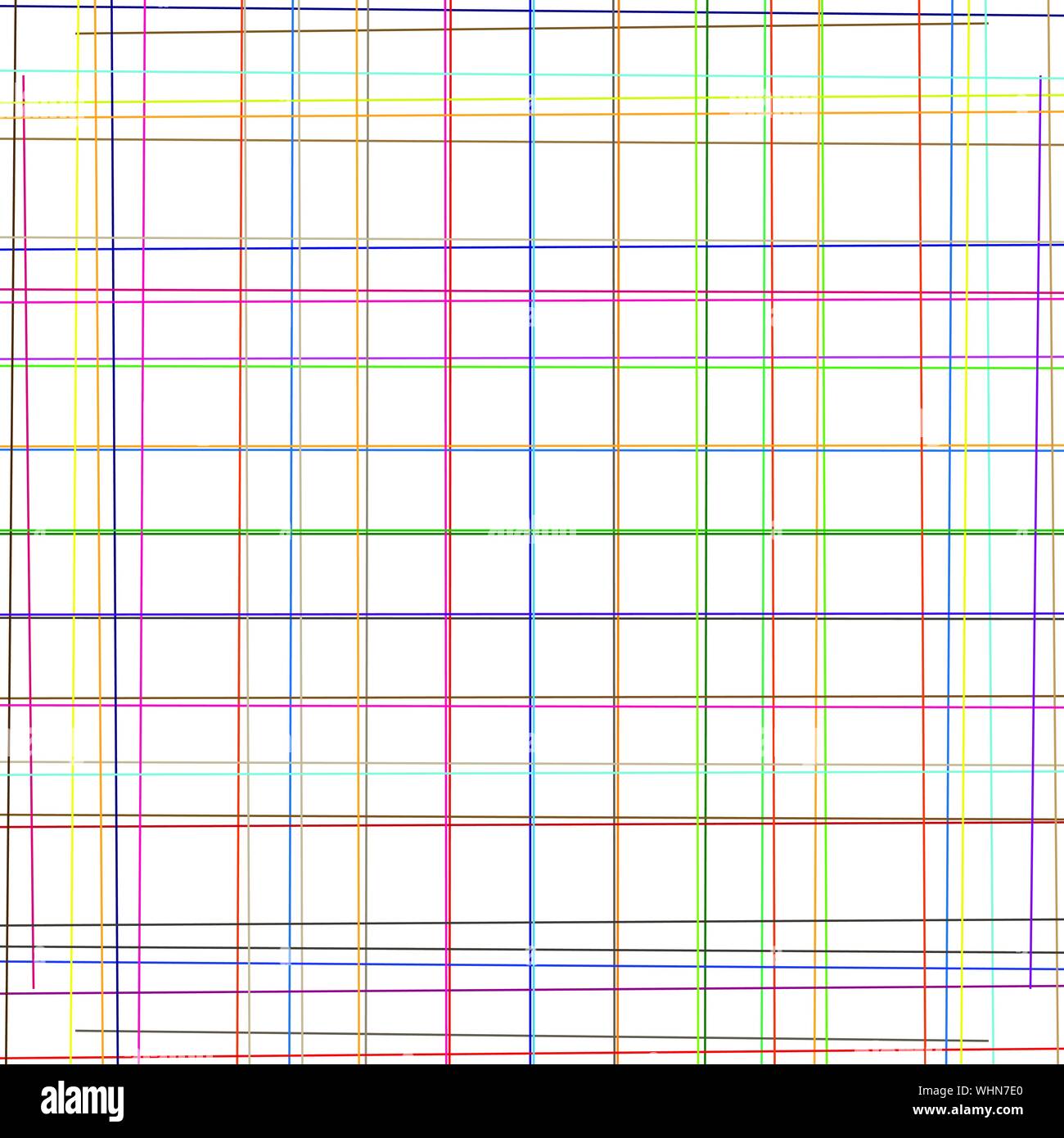 Random grid, mesh of colorful lines. Asymmetric pattern of intersecting ...