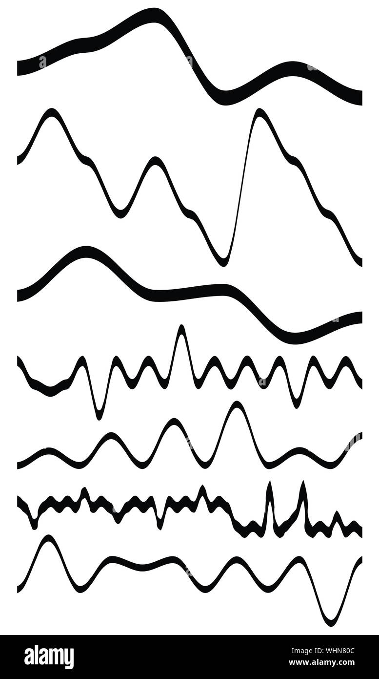Wavy, billow (zigzag) line element set. Lines with waving effect Stock ...