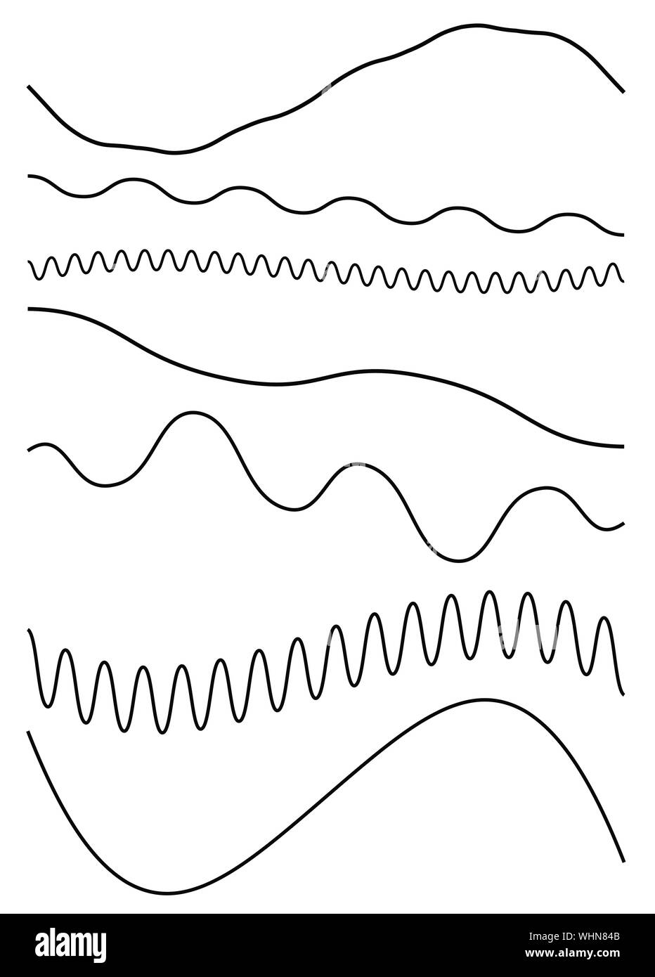 Wavy, billow (zigzag) line element set. Lines with waving effect Stock ...