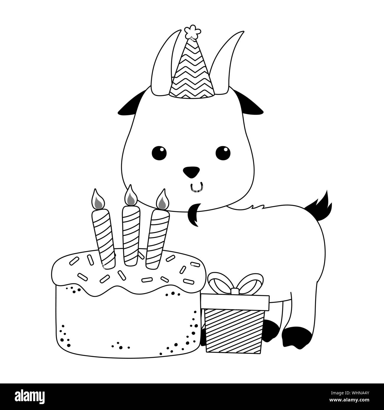 Goat cartoon design, Animal happy birthday celebration decoration and ...