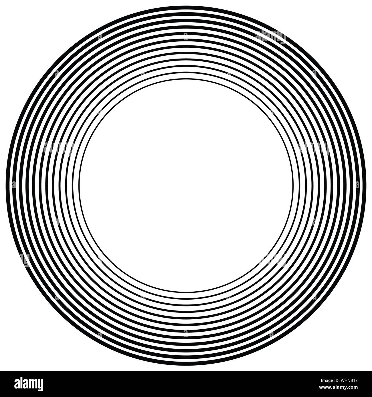 Concentric, radial circles pattern. Radiating, circular spiral, vortex ...