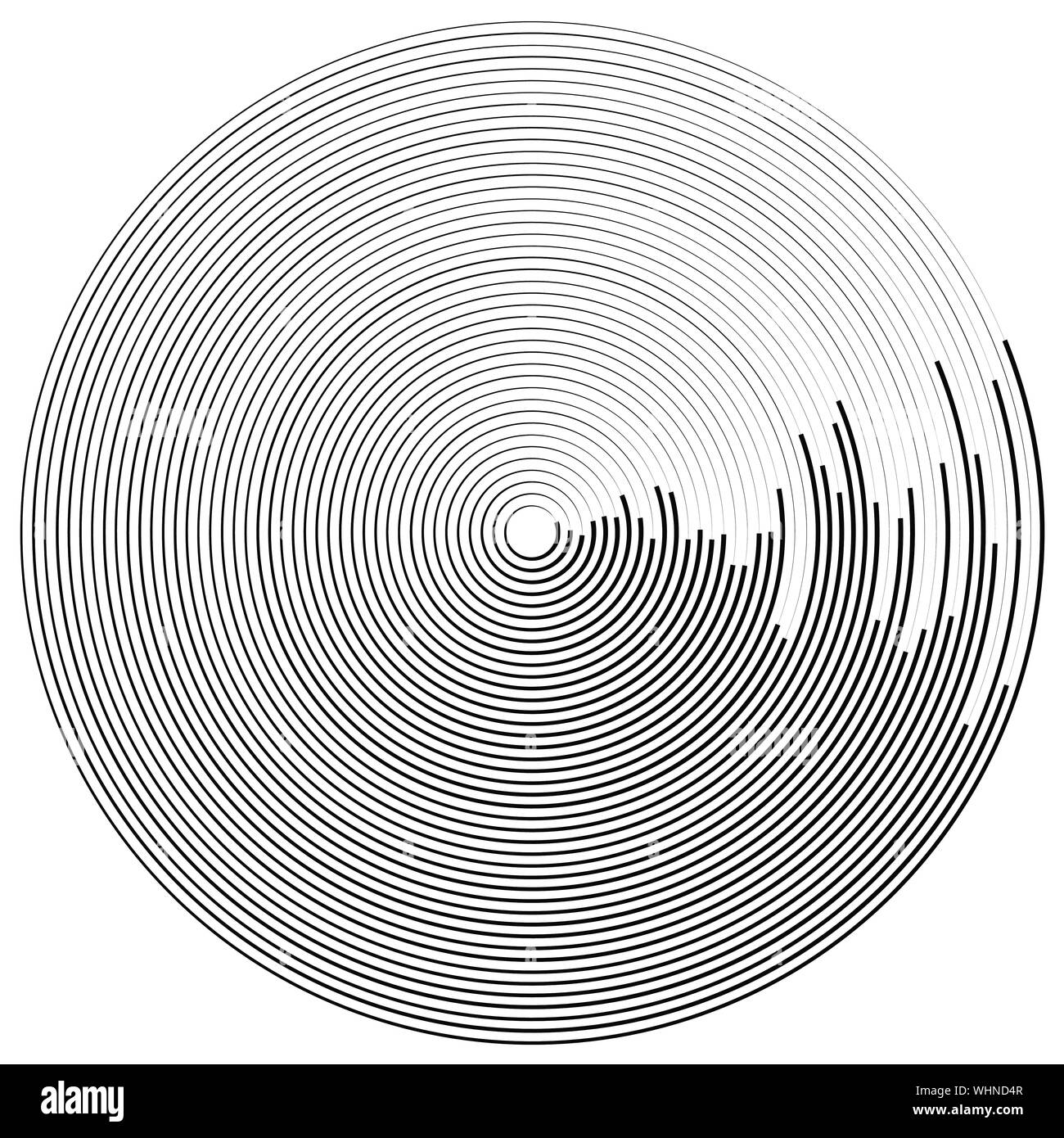 Concentric, radial circles pattern. Radiating, circular spiral, vortex ...