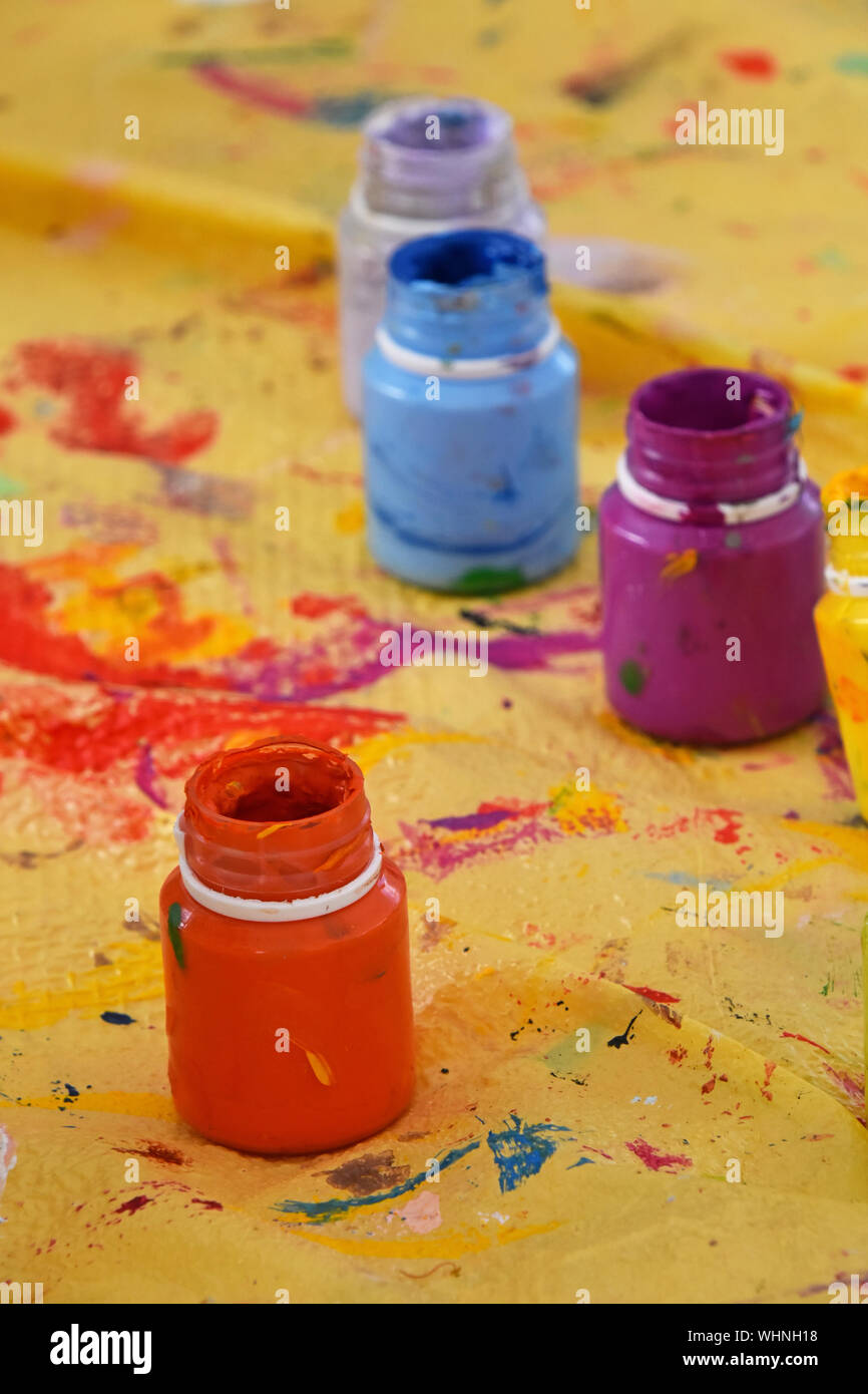 Colorful bottles of paint hi-res stock photography and images - Alamy