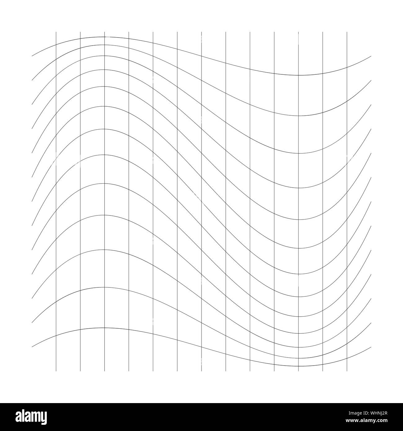 Wavy, waving grid, mesh of thin lines. Squeeze, stretch distort effect ...