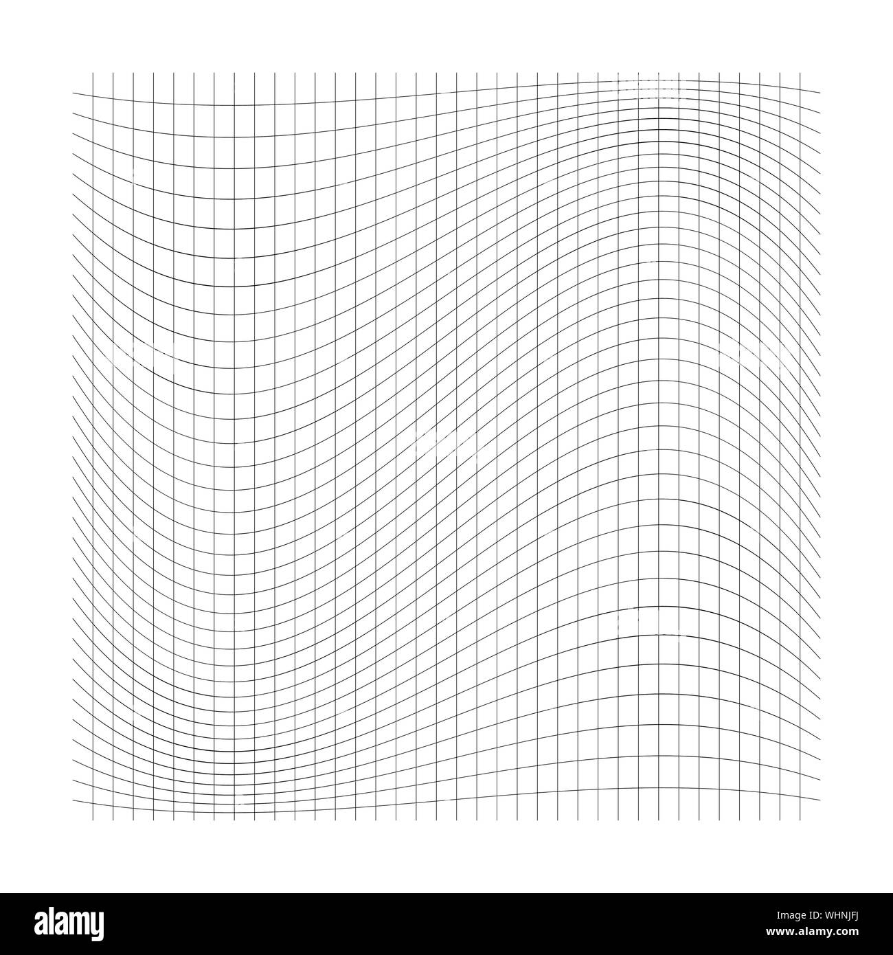 Wavy, waving grid, mesh of thin lines. Squeeze, stretch distort effect ...