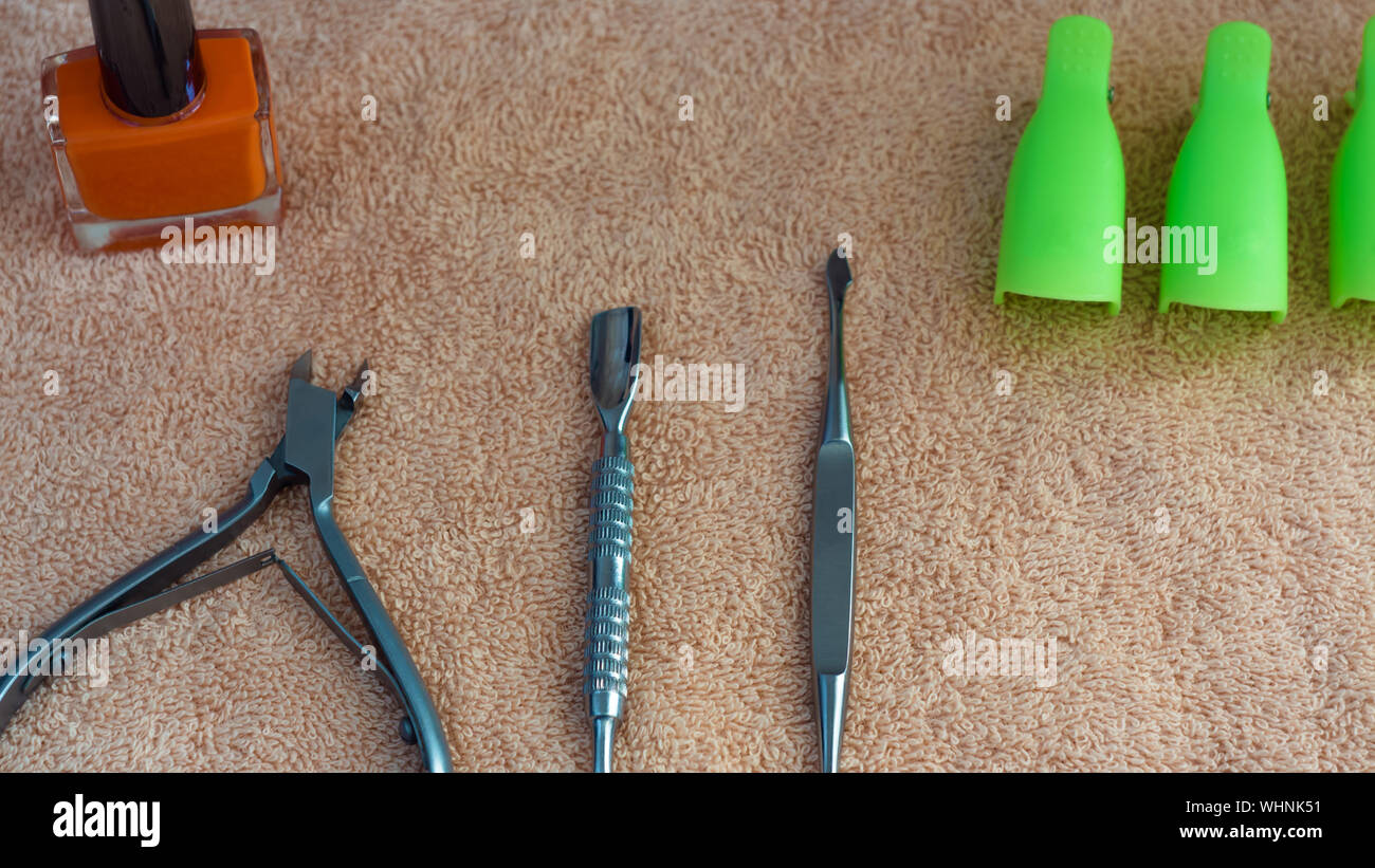 Manicure and pedicure tools. Equipment for beauty shop,cosmetic salon ...