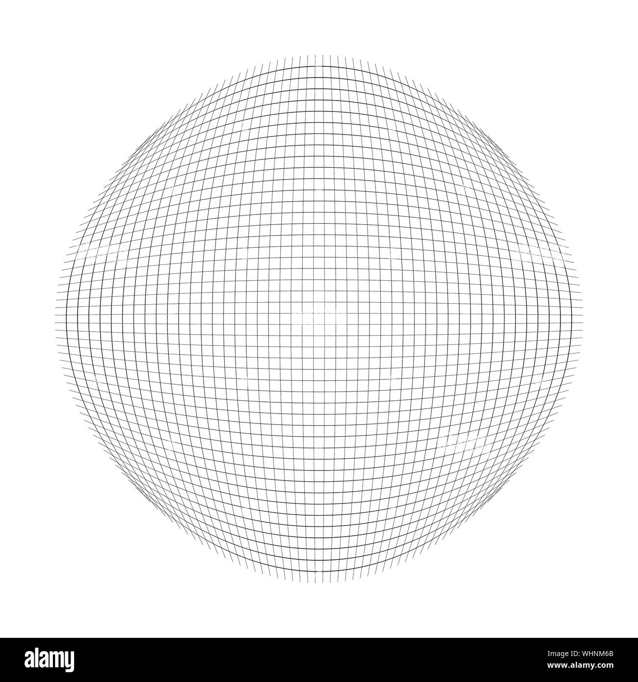 Orb, sphere with squares line mesh, grid. Circular, concentric element ...