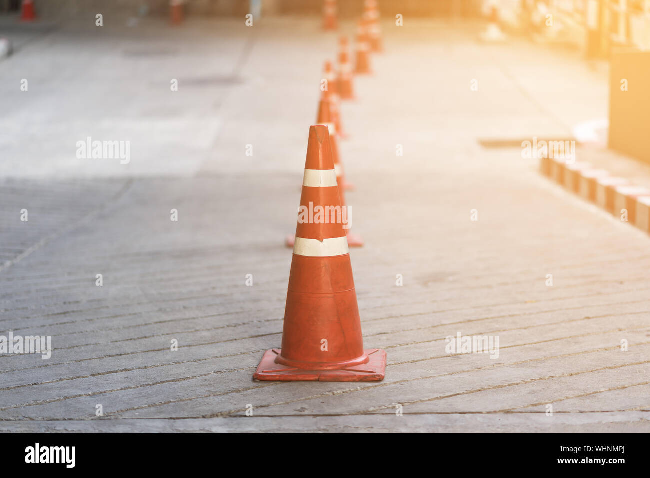Row of street cones hi-res stock photography and images - Alamy
