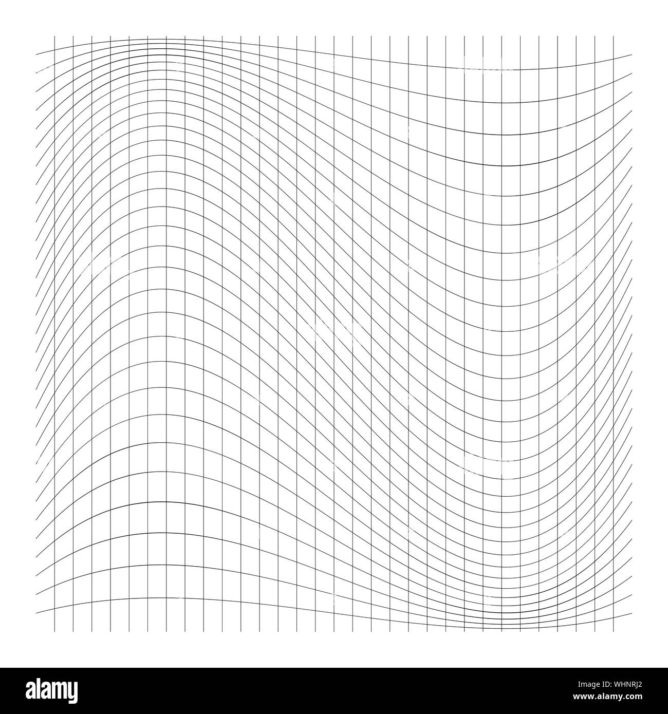 Wavy, waving grid, mesh of thin lines. Squeeze, stretch distort effect ...