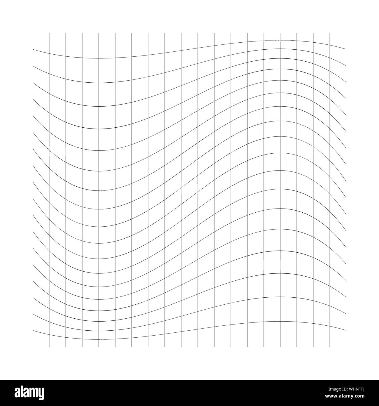 Wavy, waving grid, mesh of thin lines. Squeeze, stretch distort effect ...
