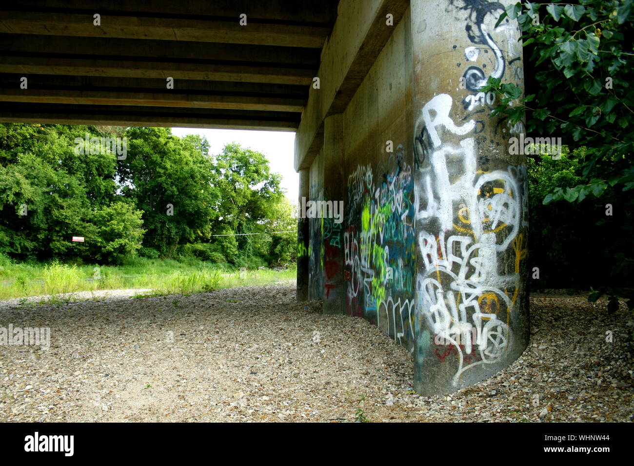 Graffiti under a bridge Stock Photo - Alamy