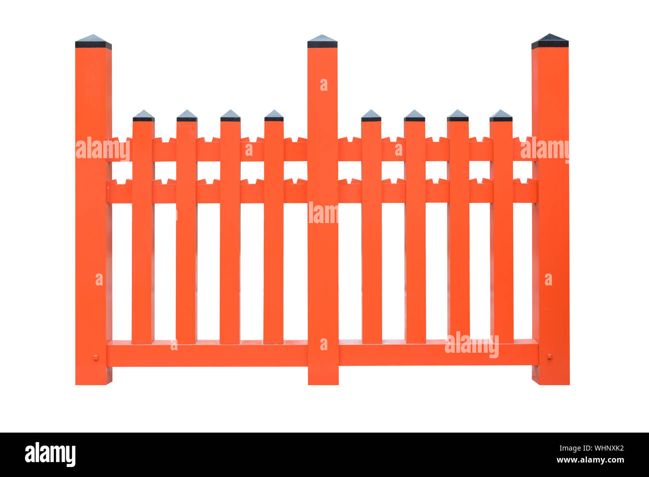 Modern style red fence isolated on white background. Object with ...