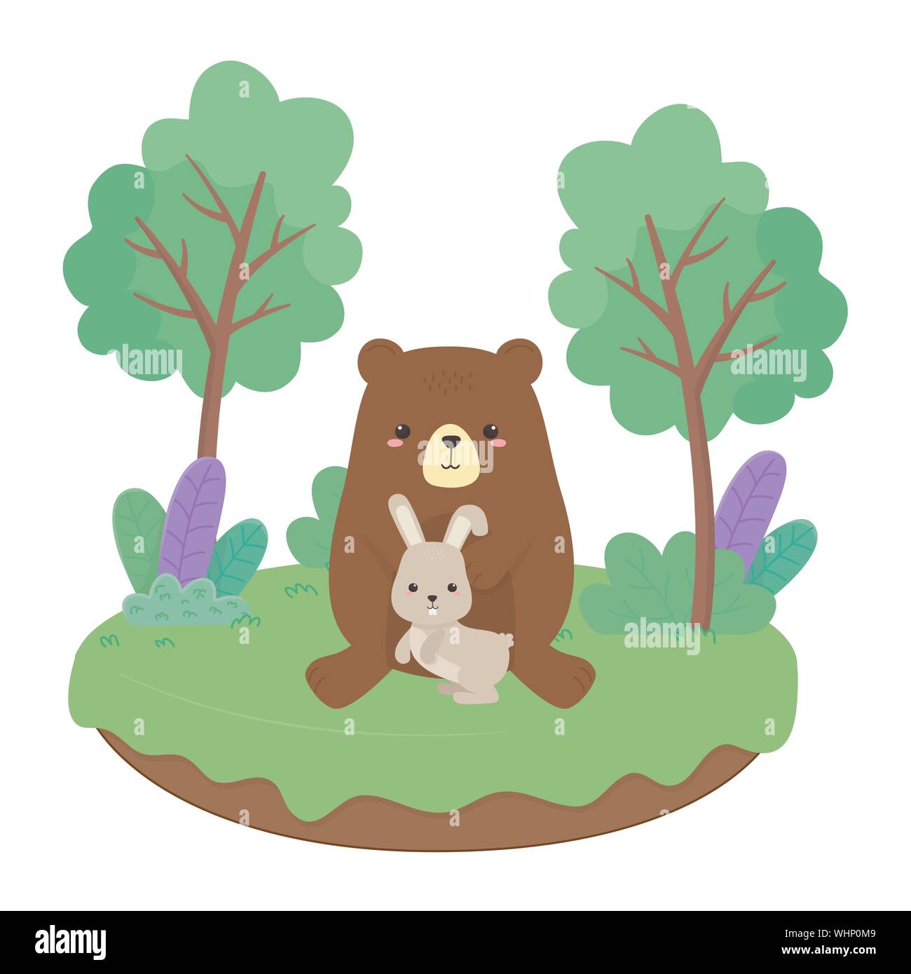 Bear and rabbit cartoon design, Animal cute zoo life nature and fauna ...
