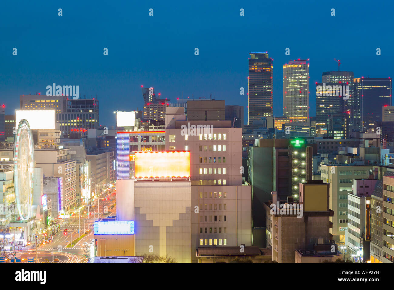 Nagoya cityscape and skyscraper with beautiful sky in night time Stock ...