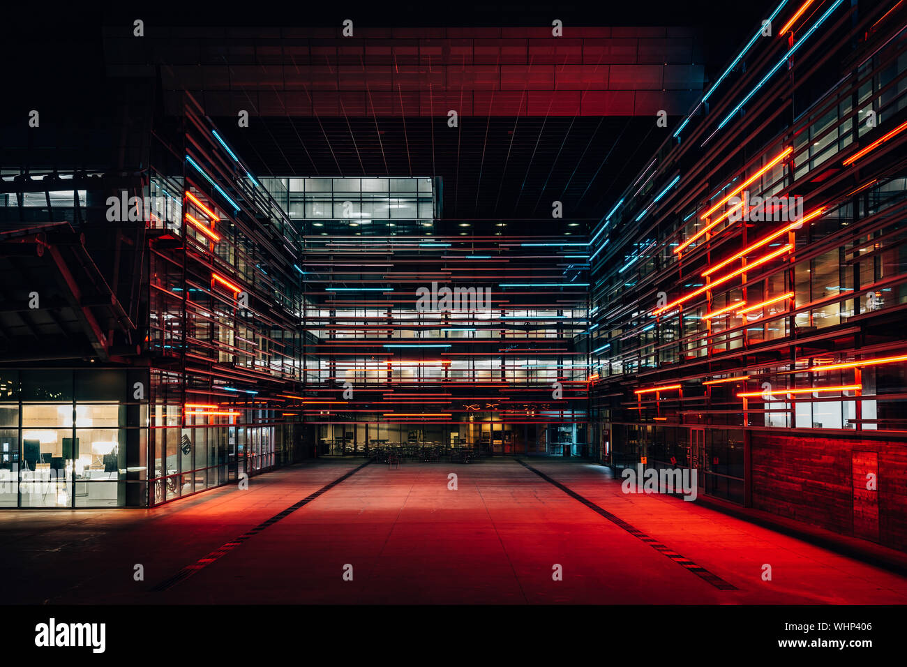 The Caltrans District 7 Headquarters Building at night, in downtown Los ...